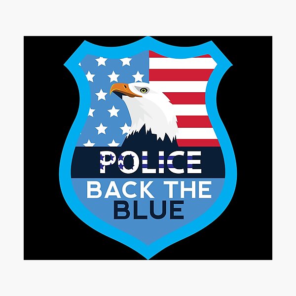"Police Brave Back the Blue USA Eagle Flag Badge" Photographic Print ...