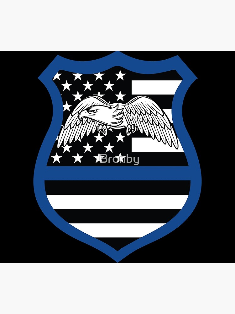 Lámina fotográfica «Placa de policía Thin Blue Line Crest Eagle Protect ...