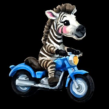 "Cute Smiling Zebra Riding a Motorcycle" Sticker for Sale by wolfer21 ...