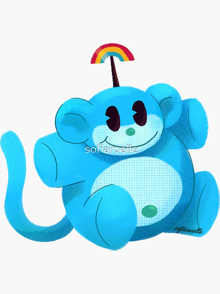 "Rainbow Monkey in Blue" Sticker for Sale by sofiaruelle | Redbubble
