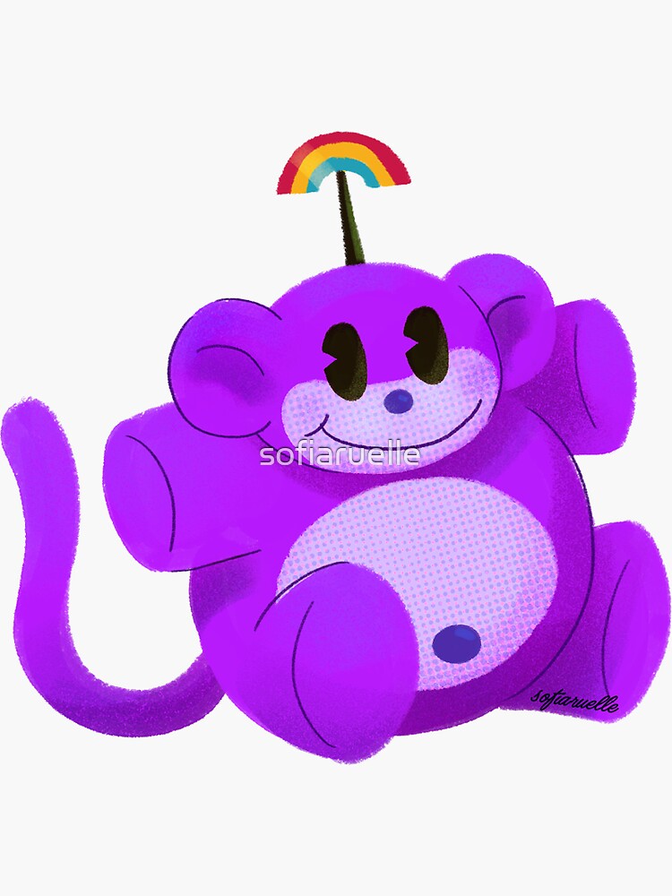"Rainbow Monkey in Purple" Sticker by sofiaruelle | Redbubble
