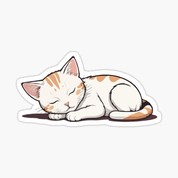 "Cute Sleeping Cat, Nap Master." Sticker for Sale by twisted-dot ...