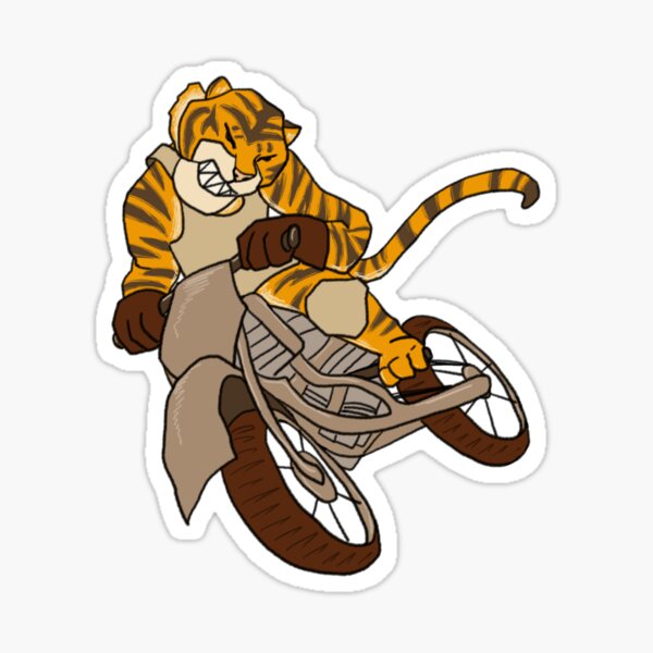 "A tiger on a motorcycle rides along the road. Extreme riding" Sticker ...