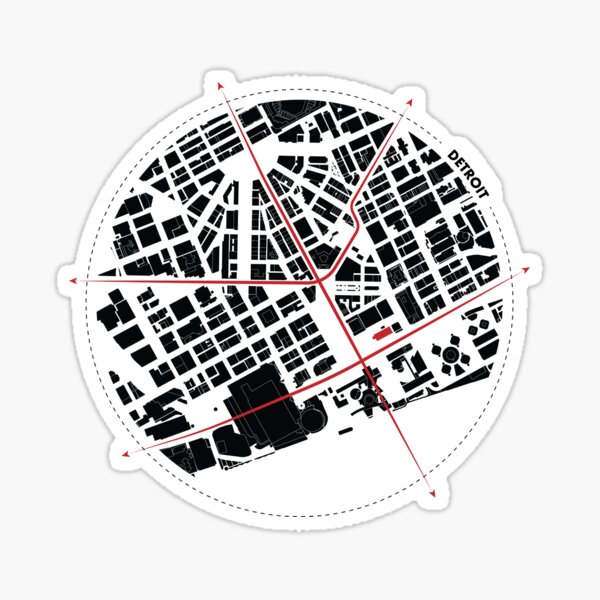 "Motor City Map: Detroit Urban Plan Illustration" Sticker for Sale by ...