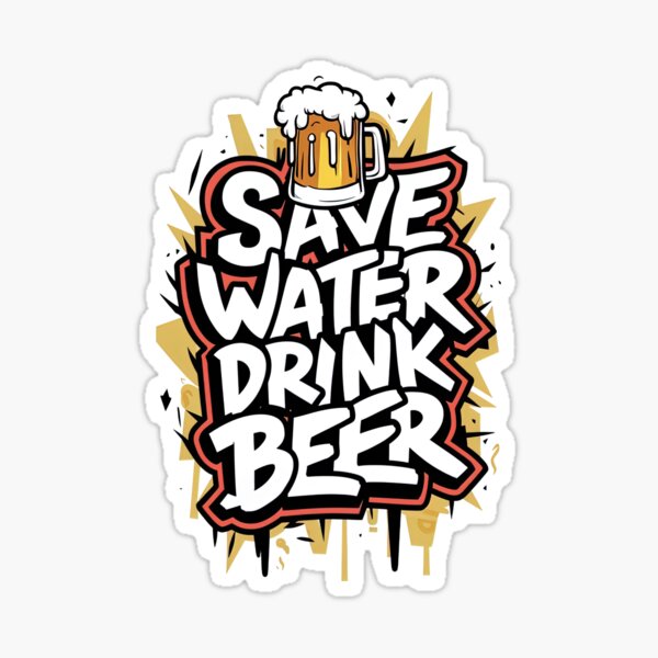 "Save water drink beer" Sticker for Sale by AIEverything | Redbubble