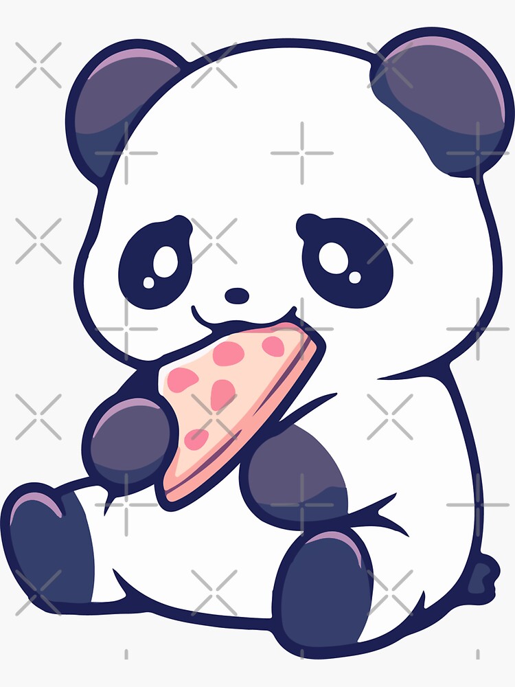 "Cute Kawaii Panda Eating Pizza - Adorable Cute Panda - Panda Lover ...