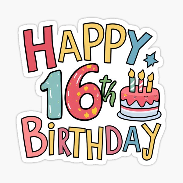 "Happy 16th Birthday" Sticker for Sale by Itsheartshop | Redbubble