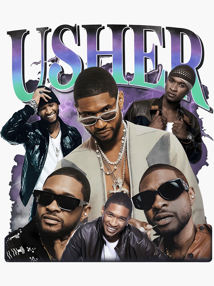 "Usher Rap Retro" Sticker by AdeleLabbe | Redbubble
