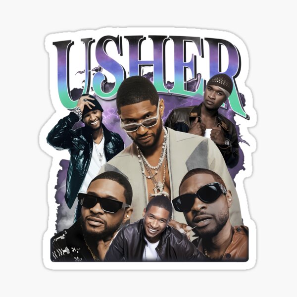 "Usher Rap Retro" Sticker by AdeleLabbe | Redbubble