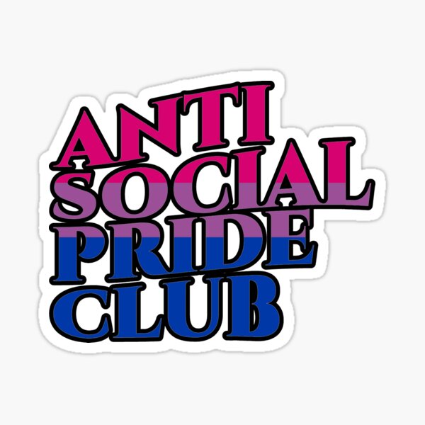 "Anti Social Pride Club Bisexual Pride Flag" Sticker for Sale by ...