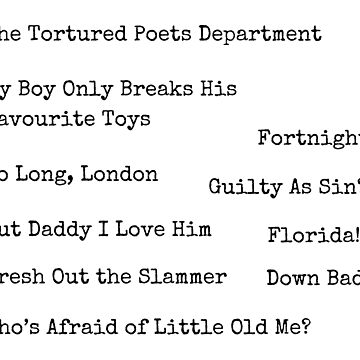 "The Tortured Poets Department, TTPD first half sticker pack, song ...