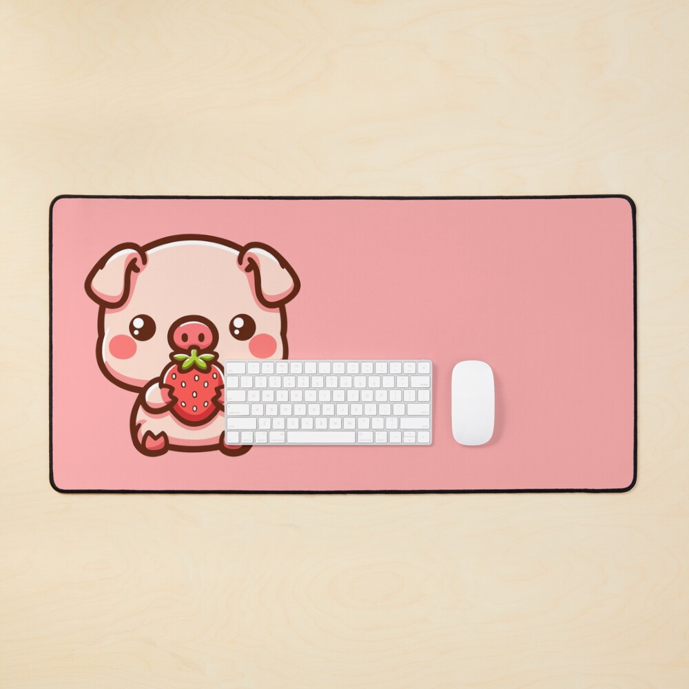 "Pig with Strawberry" Sticker for Sale by Delidream | Redbubble