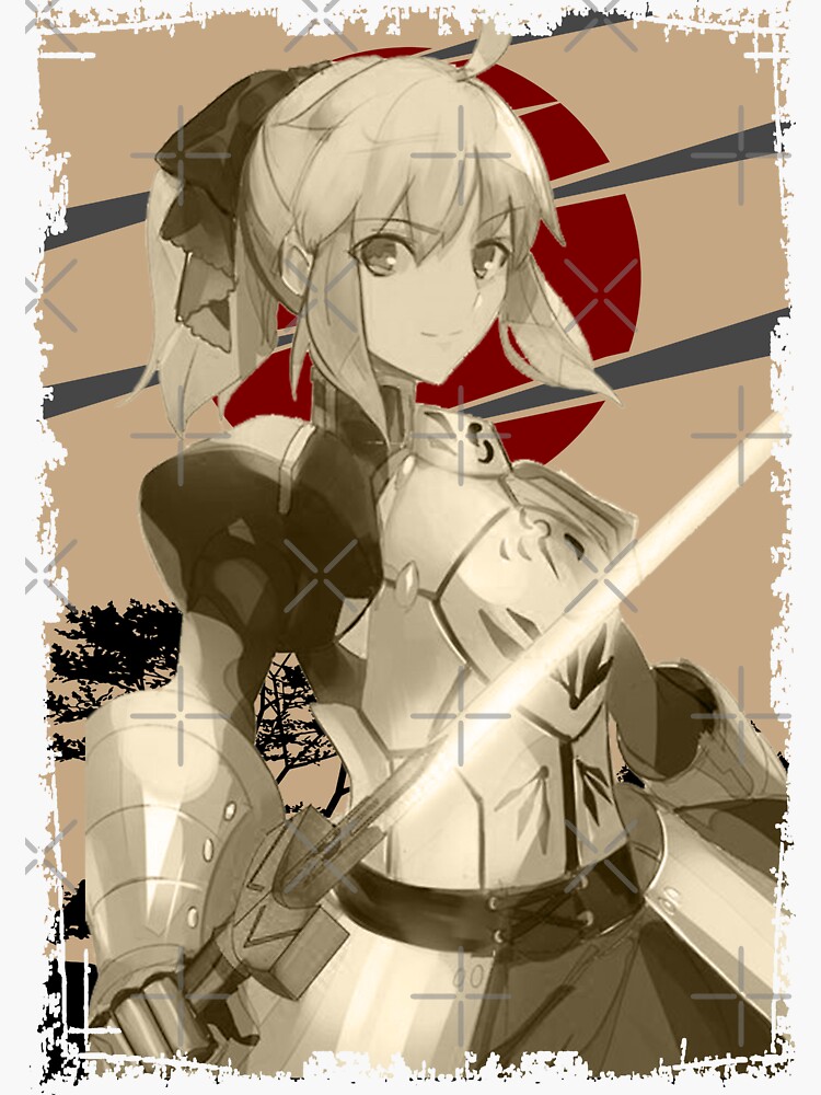 "Saber Artoria Pendragon Fate Retro Landscape Design" Sticker for Sale ...