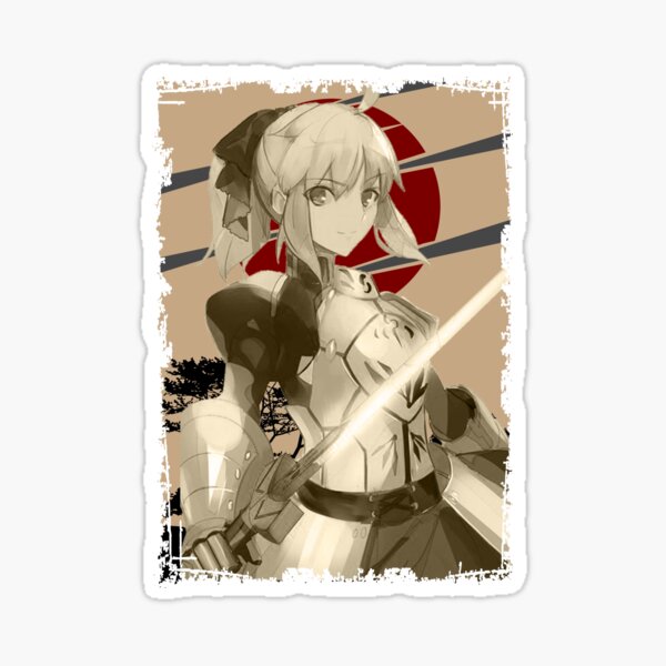 "Saber Artoria Pendragon Fate Retro Landscape Design" Sticker for Sale ...