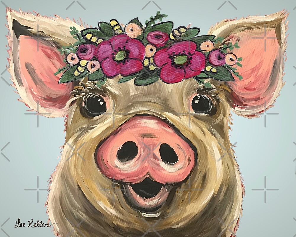 "Pig Art, Farmhouse Pig Art" by leekellerart | Redbubble