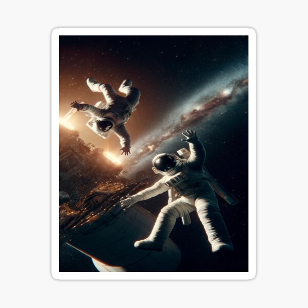 "Space Odyssey: Astronauts Adrift in Cosmic Infinity" Sticker for Sale ...