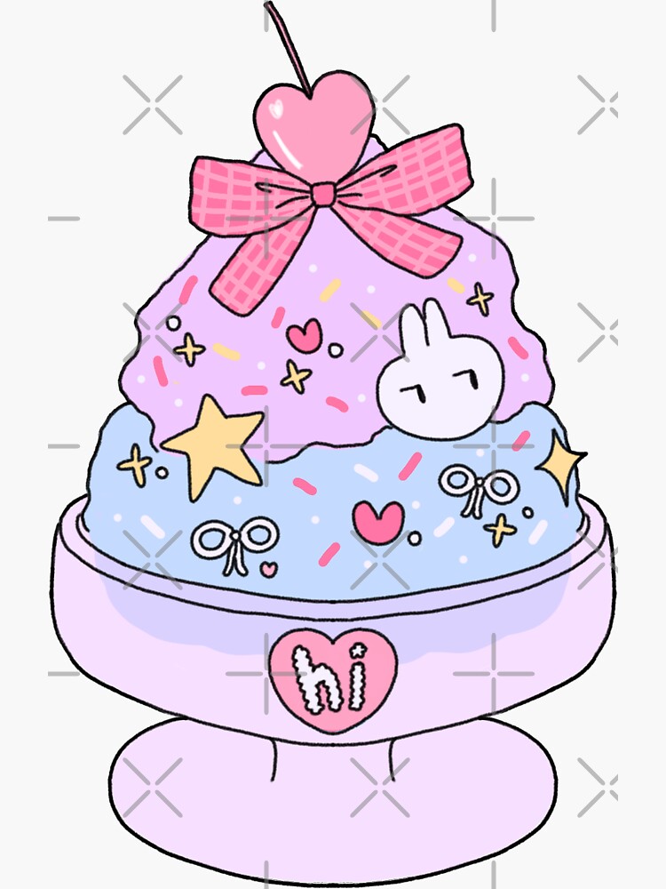 "Pastel Bunny Ice Cream Dessert Sticker For Journal Planner" Sticker ...