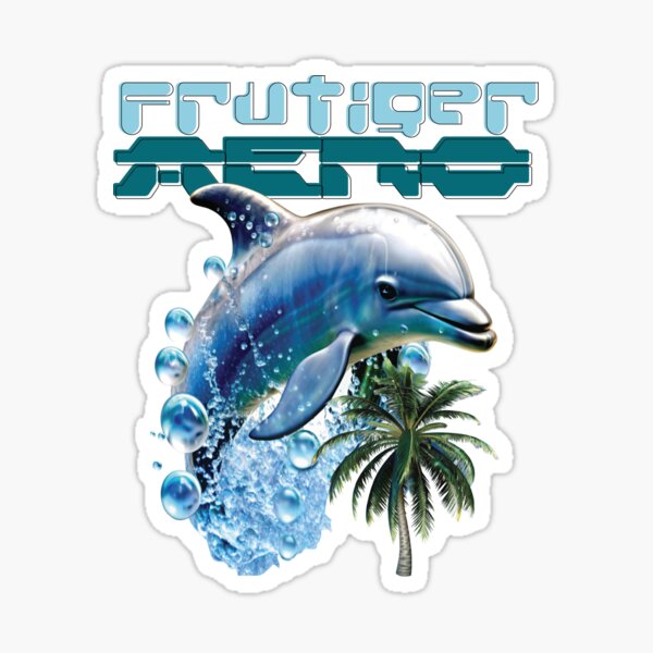 "Frutiger Aero with Dolphin and Palm Tree" Sticker for Sale by ...