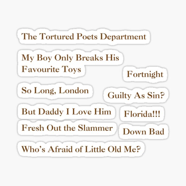 "The Tortured Poets Department, TTPD first half sticker pack, sepia ...