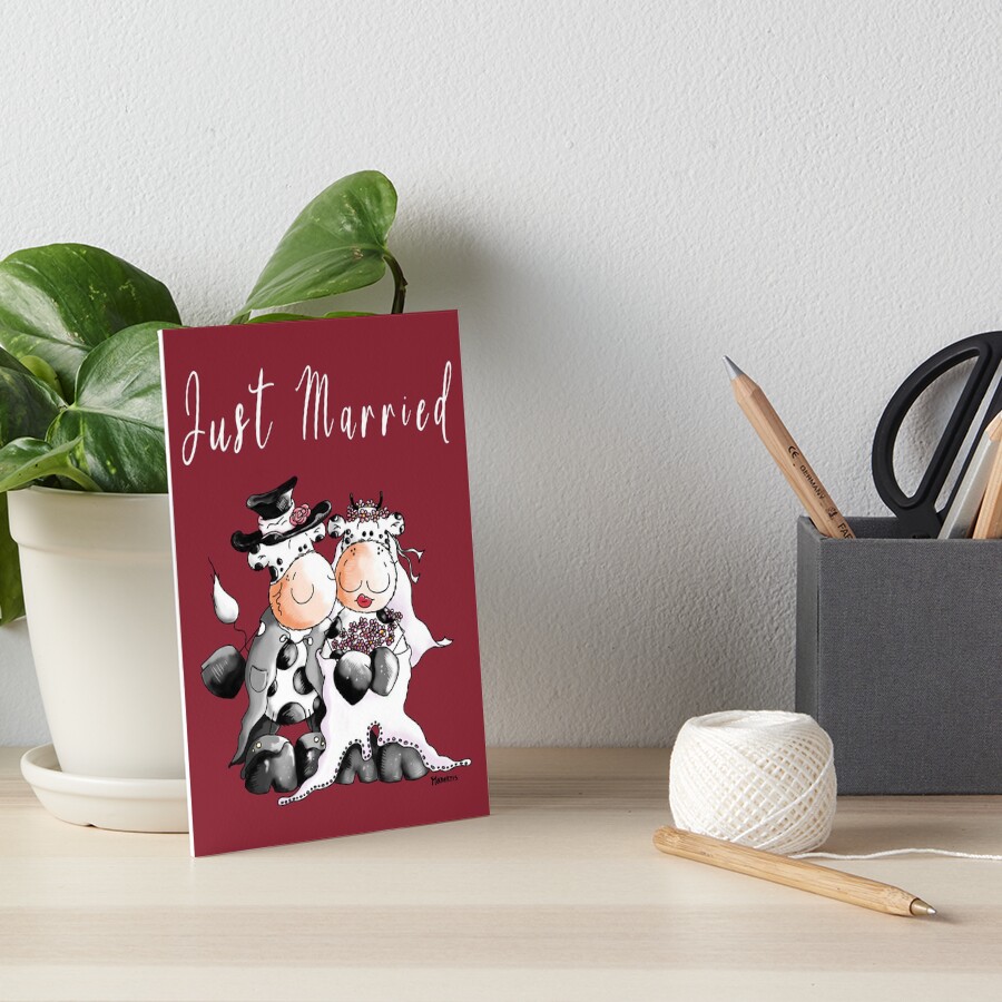 "Just Married Cow Wedding Cartoon" Poster for Sale by modartis | Redbubble