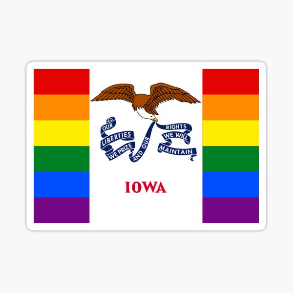 "Iowa Ohio LGBT Gay Pride Rainbow Flag" Sticker by Martstore | Redbubble