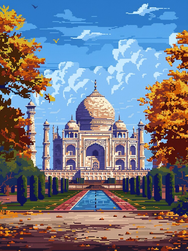 "Taj Mahal in Autumn Pixel Art " Sticker for Sale by SaintCurio | Redbubble