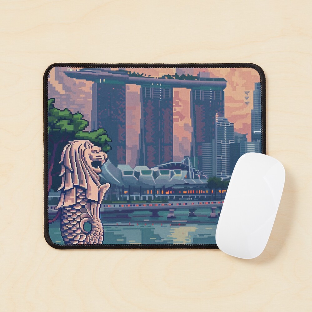 "Singapore Merlion and Marina Bay Sands Pixel Art " Sticker for Sale by ...