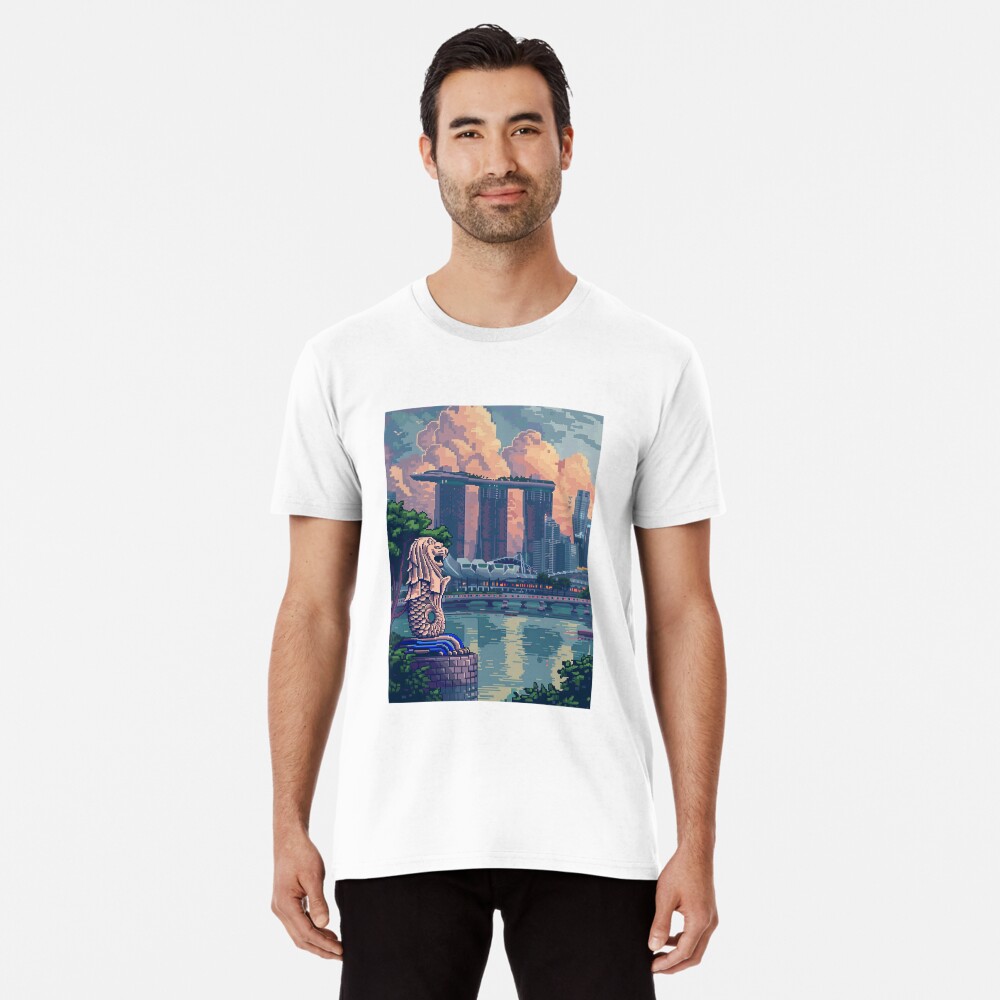 "Singapore Merlion and Marina Bay Sands Pixel Art " Sticker for Sale by ...