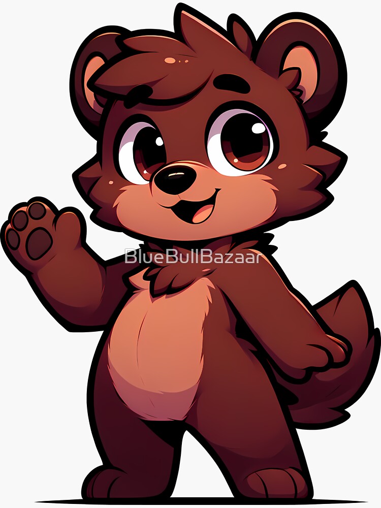 "Cute Chibi Bear Anthro Furry Art" Sticker for Sale by BlueBullBazaar ...