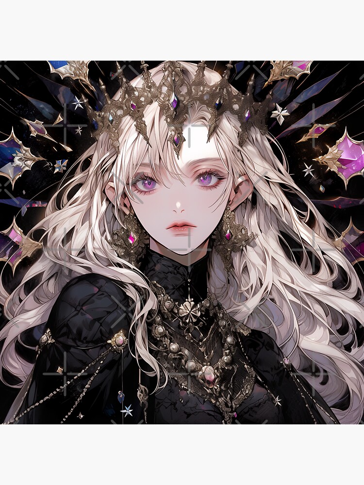 "Stellar Gothic Crown Anime Girl" Sticker for Sale by bubblegoth ...