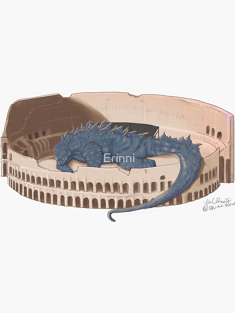 "Godzilla sleeping in the colosseum" Sticker for Sale by Erinni | Redbubble