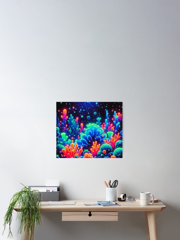 "uv reactive Neon Coral Reef Underwater Scene" Poster for Sale by Taans ...