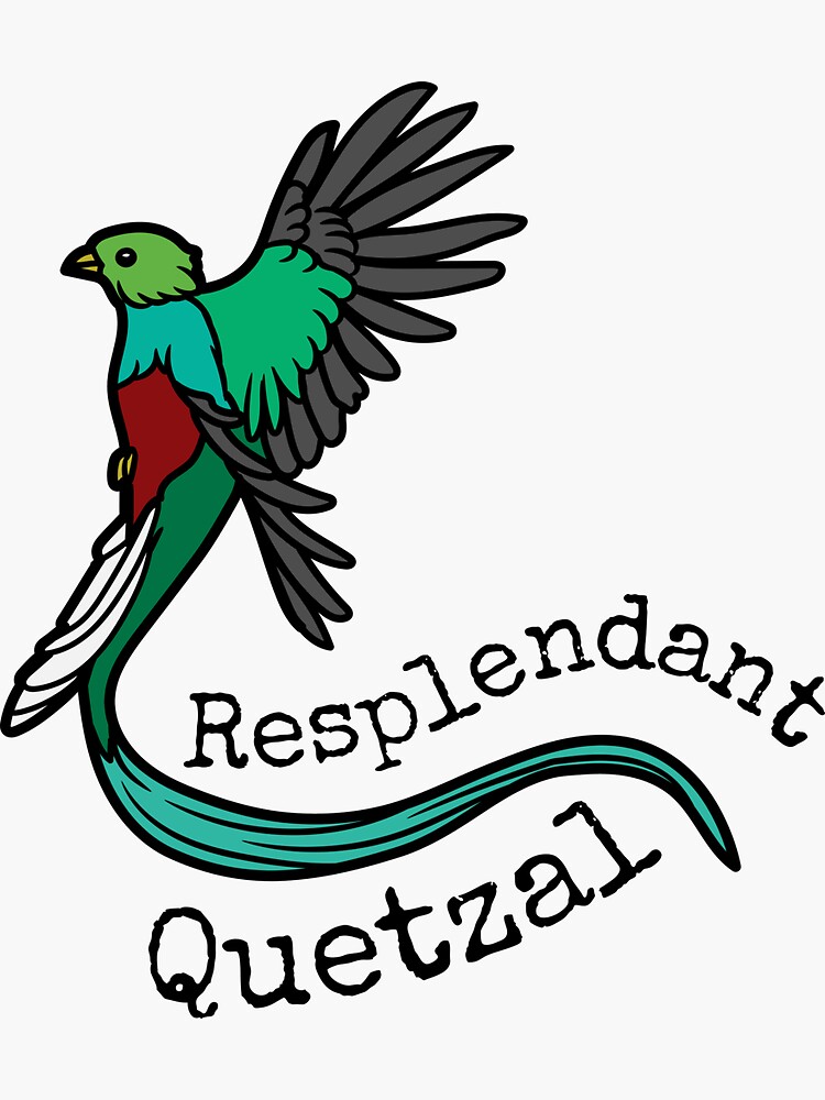 "Resplendant Quetzal Bird Sticker Flying Tropical Stylistic Cartoon ...