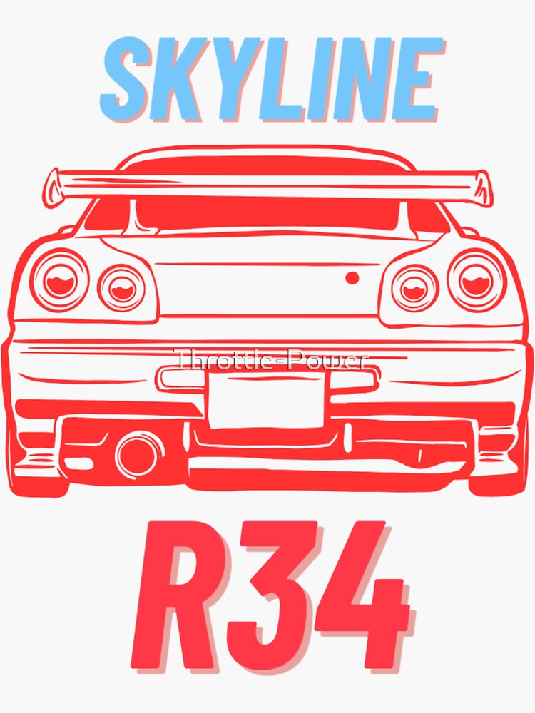 "Nissan Skyline GTR R34" Sticker by Throttle-Power | Redbubble