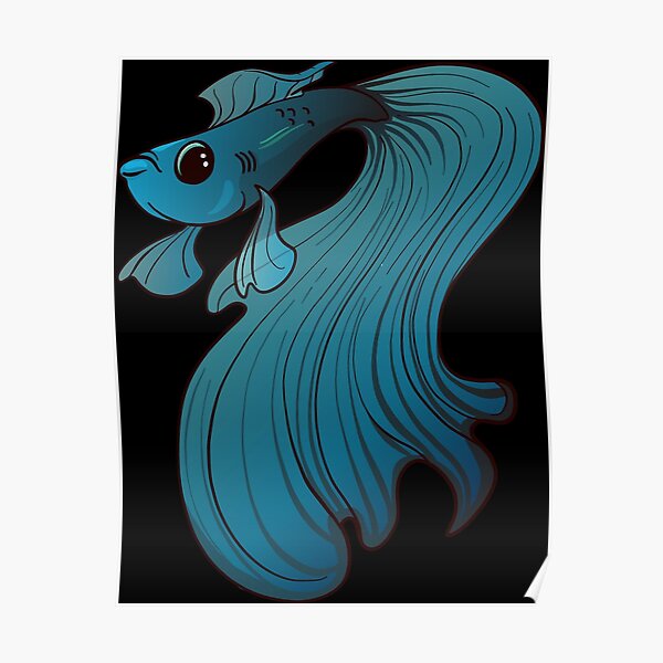 "Grumpee Gills - Blue and Black Betta Fish Grumpy Cute Adorable ...