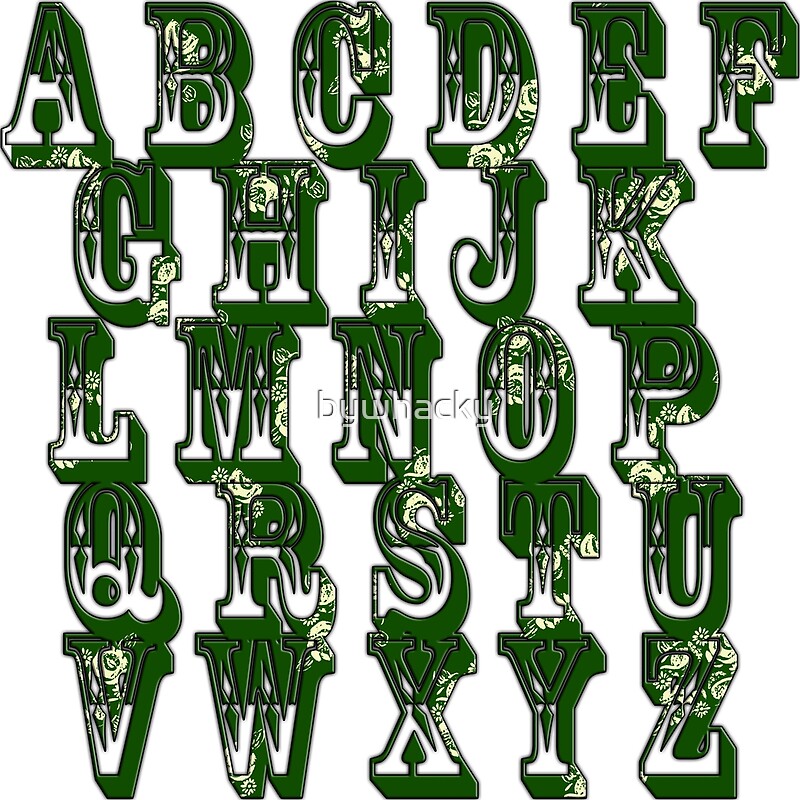 "Green Canal Flowers Alphabet" by bywhacky | Redbubble