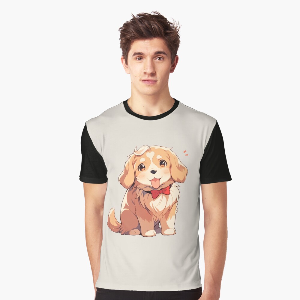 "Cute Kawaii Happy Anime Dog Smiling Puppy with a Bow Tie" Sticker for ...