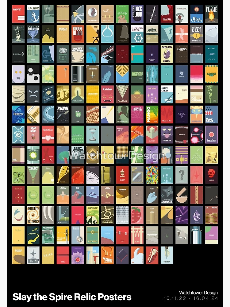 "Slay the Spire Relic Poster - All 179 relics (Dark)" Poster for Sale ...