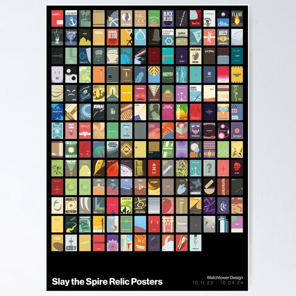 "Slay the Spire Relic Poster - All 179 relics (Dark)" Poster for Sale ...