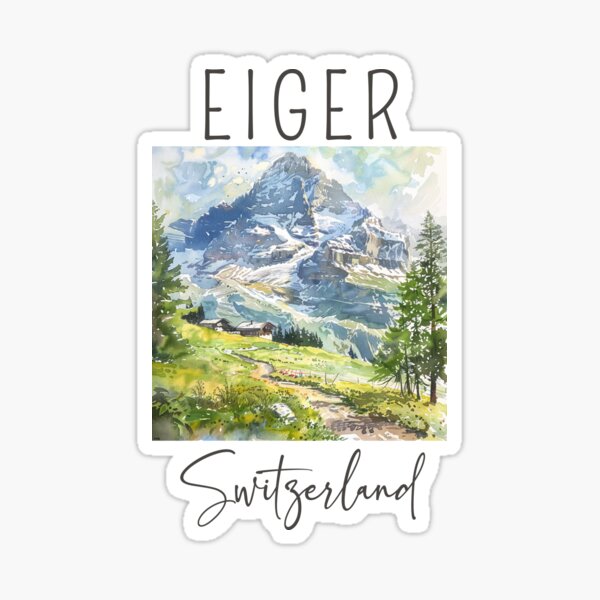 "Watercolor Design of Eiger - Switzerland" Sticker for Sale by Sketch ...