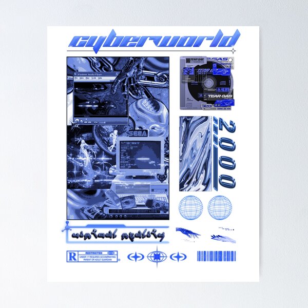 "Cybercore World Y2K Design" Poster for Sale by Cyber-Cyanide | Redbubble