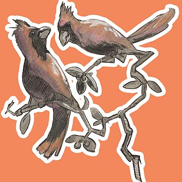 "Great Cardinal Dance" Sticker for Sale by BirdsofBurbs | Redbubble