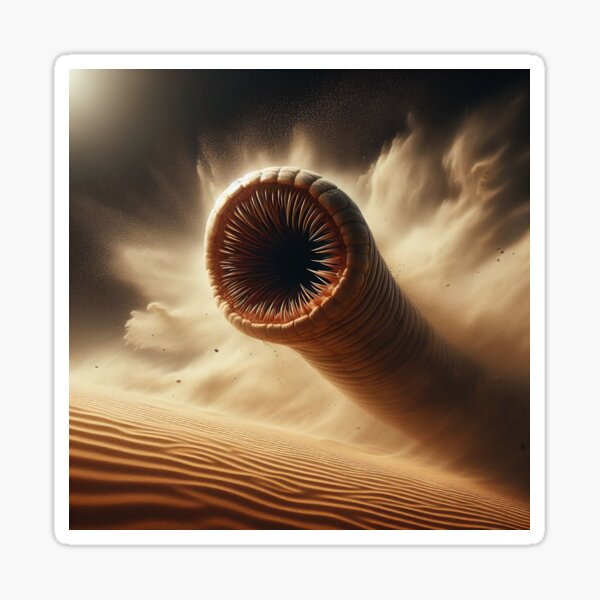 "Giant Dune Worm Monster Coming Out of the Sand" Sticker by ArtandSmile ...
