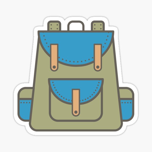 "Cute hand drawn kawaii summer camping picnic set backpack" Sticker for ...