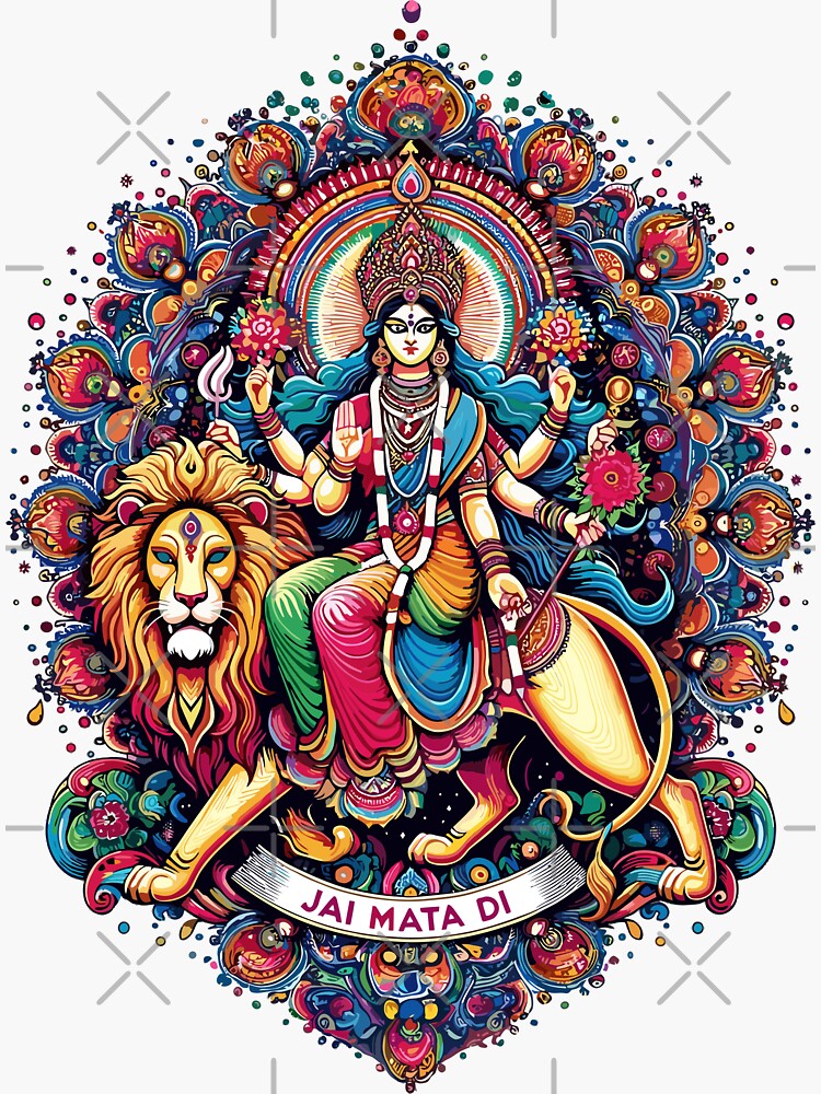 "Shera Waali Maata - Jai Mata Di" Sticker for Sale by CyberYogi | Redbubble