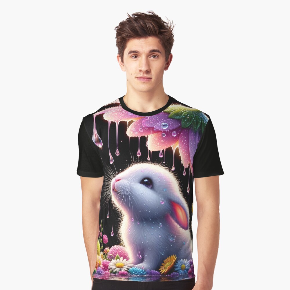 "Little rabbit under a flower and the rain." Sticker by Eclesiah ...