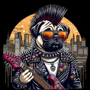 "Punk Pug " Sticker for Sale by studiobrazuka | Redbubble