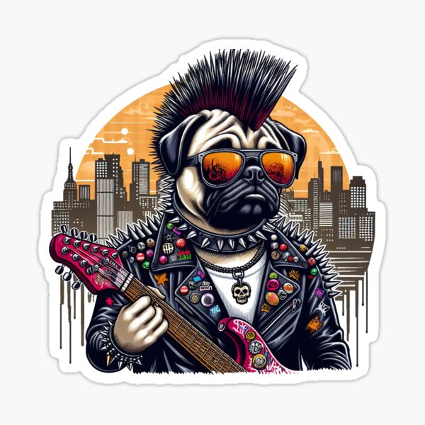 "Punk Pug " Sticker for Sale by studiobrazuka | Redbubble