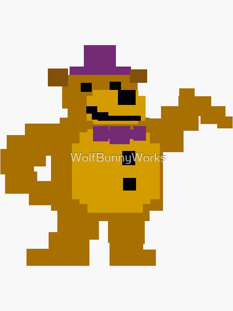 "8-bit Fredbear Wall Art" Sticker for Sale by WolfBunnyWorks | Redbubble
