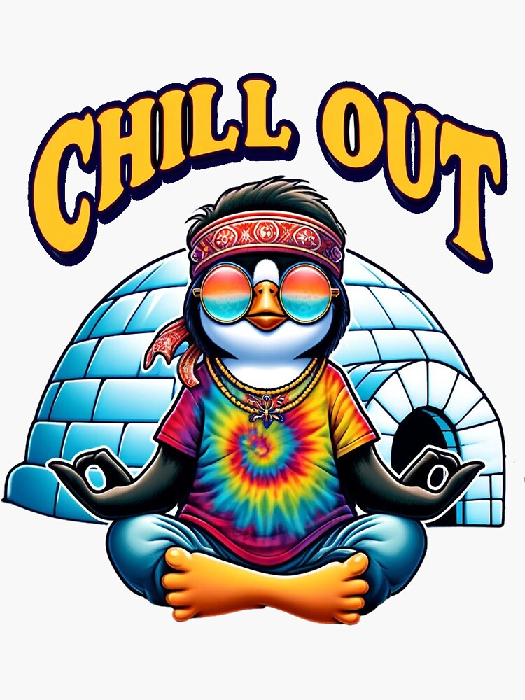 "Zen Penguin - Peace and Love Vibes" Sticker for Sale by ReThinkit ...